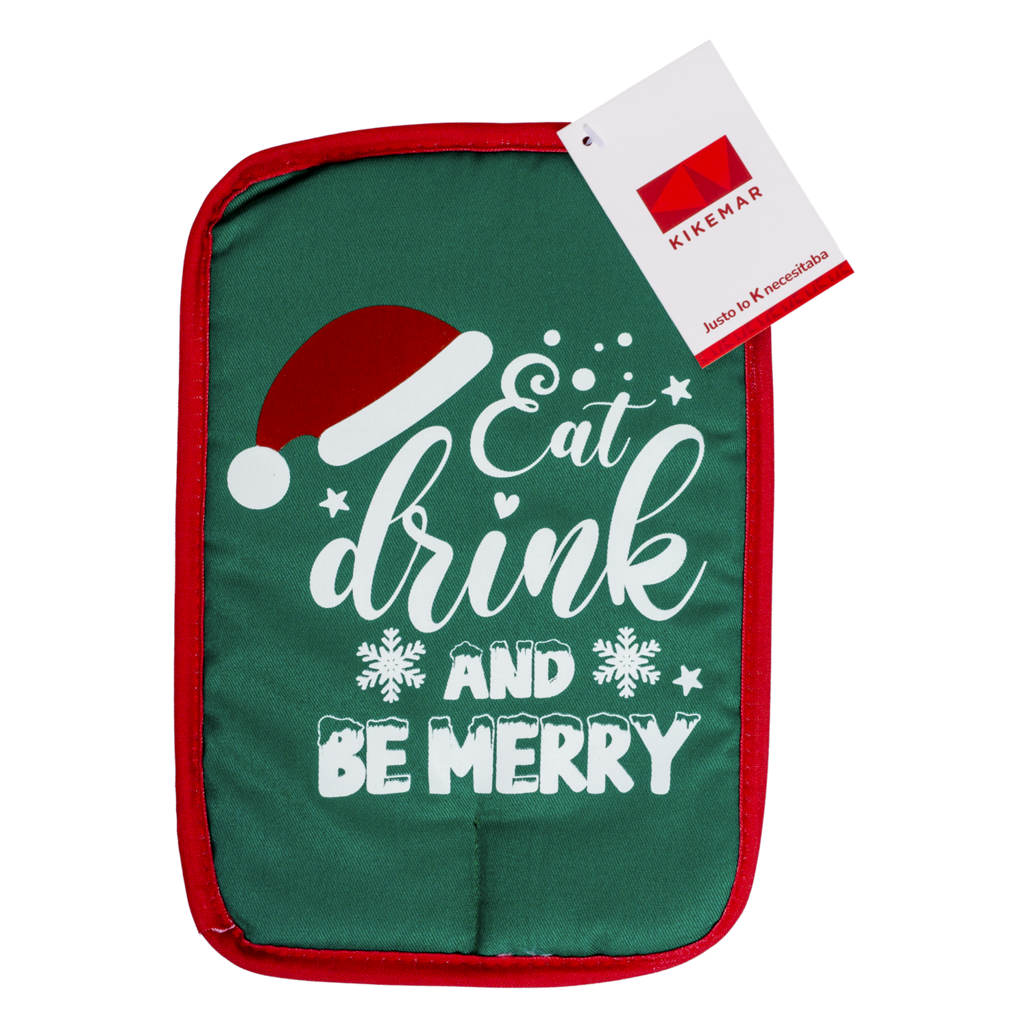 Coge Ollas Navideño Diseño Be Merry Verde KIKEMAR 1 Pieza - Dollar Store